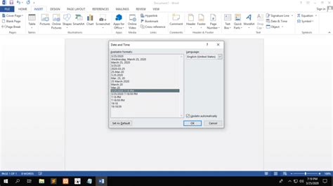 How To Insert Date In Word Documents Office 2013 16 19