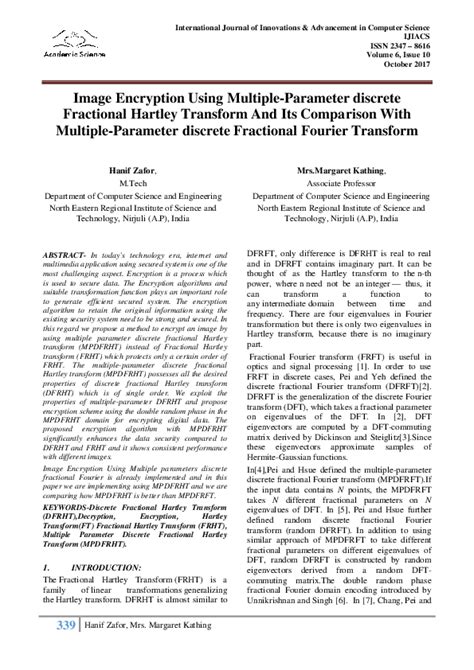 Pdf Image Encryption Using Multiple Parameter Discrete Fractional