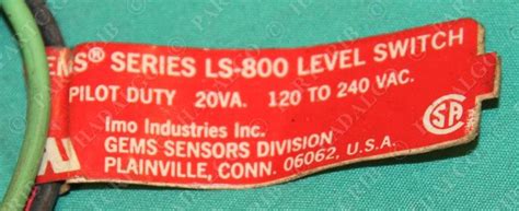 Gems LS Level Switch Pilot Duty Sensor Float Va NEW PartCrib Com