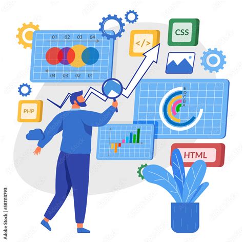 Manager Testing And Analyzing Graph Reports Business Targets Company Success At Rate Scale