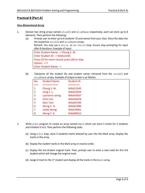 Practical 8 Part A Array I Pdf Algorithms And Data Structures Computing