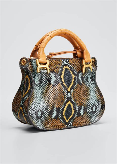 Chloe Marcie Mini Python Embossed Double Carry Satchel Bag Bergdorf