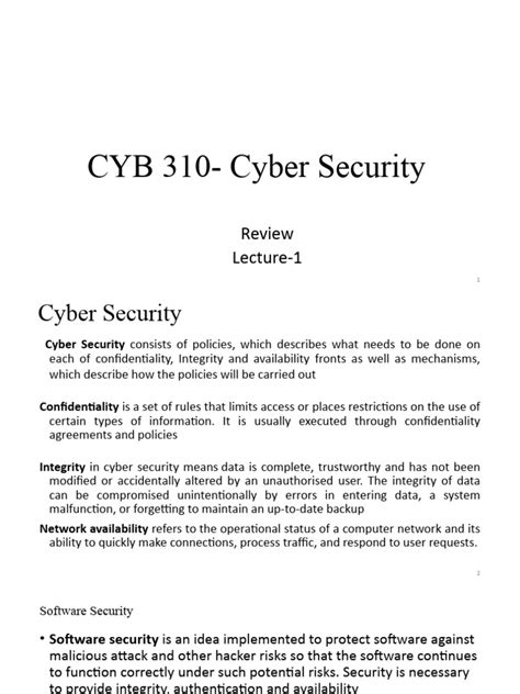Cyb 310 Cybersecurity Review Pdf Security Computer Security