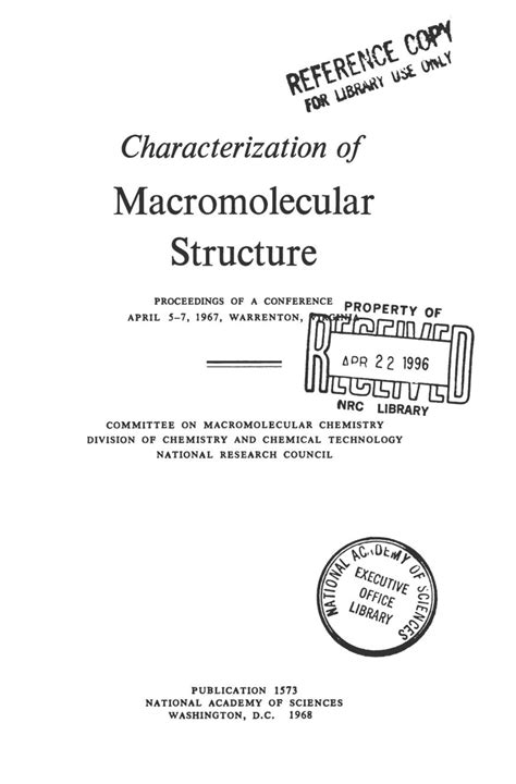 Front Matter Characterization Of Macromolecular Structure The