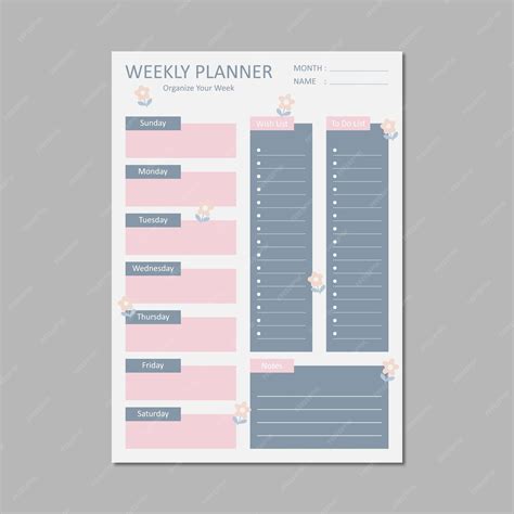 Premium Vector Weekly Planner A4 Template Vector