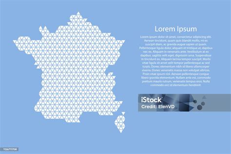 프랑스 지도 개요 배너 포스터 인사말 카드에 대 한 기하학적 패턴 배경과 노드를 반복 하는 빨간 삼각형에서 도식 벡터