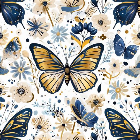 Colorful Intricate Butterfly Pattern On Bright White Background Seamless Pattern Playground