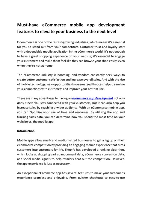 Ppt Must Have Ecommerce Mobile App Development Features Powerpoint