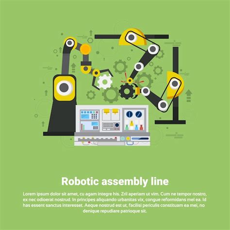 Premium Vector Robotic Assembly Line Industrial Automation Industry Production Web Banner Flat