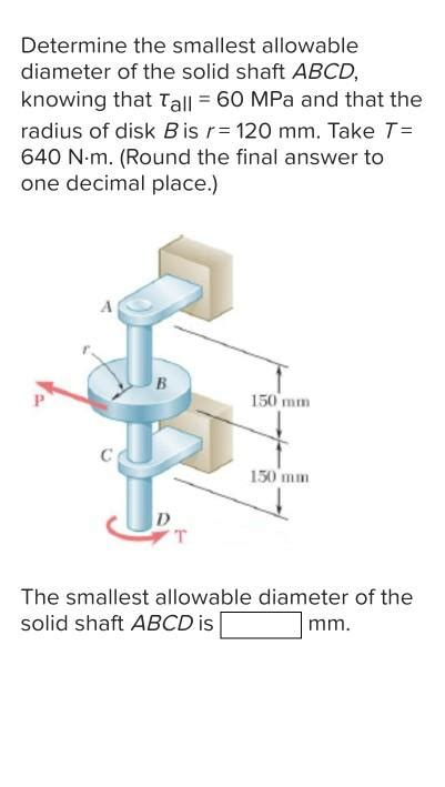 Solved Determine The Smallest Allowable Diameter Of The