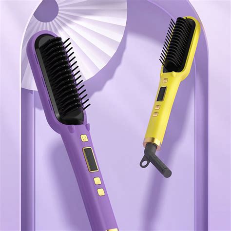 Badu Bg 2 в 1 Електрическа професионална йонна преса за коса Четка Гребен за къдрене с Lcd