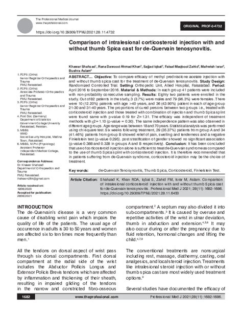 Pdf Comparison Of Intralesional Corticosteroid Injection With And Without Thumb Spica Cast For