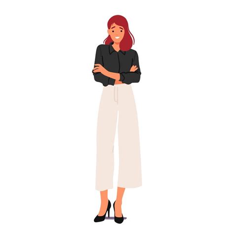Premium Vector Confident Businesswoman Character Stands With Folded