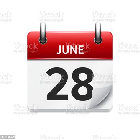 Ilustración De 28 De Junio Icono De Calendario Diario Plano De Vectores
