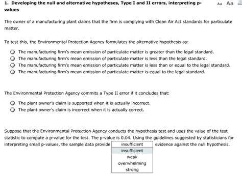 Solved Developing The Null And Alternative Hypotheses Type