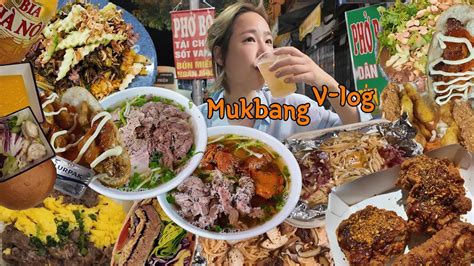 V Log Ep12 오로지 먹기위해 베트남으로 떠난 여자ㅣ먹방 브이로그ㅣ파스타 치킨 고기로 뒤덮인 쌀국수 반미 김밥 소세지튀김 볶음밥 샌드위치 고기국수 맥주 케익 기내식
