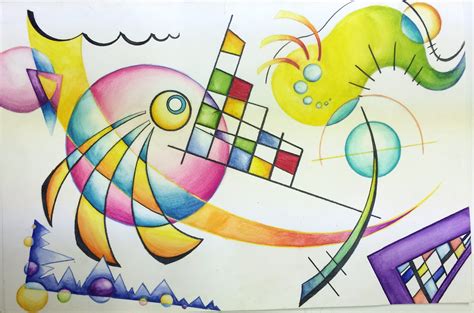 Kandinsky Non Objective Watercolor Pencil Painting