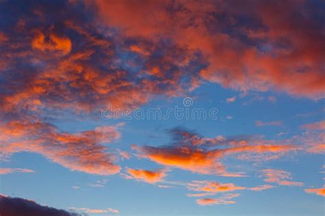 Sunset View With Dark And Bright Red Clouds Stock Image Image Of