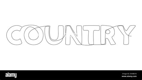 One Continuous Line Of Country Word Thin Line Illustration Vector Concept Contour Drawing