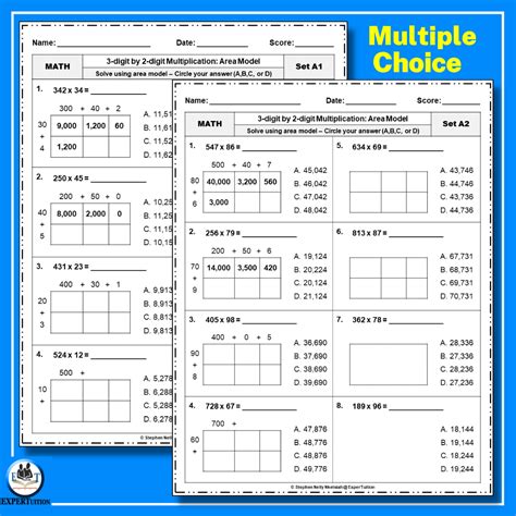 3 Digit By 2 Digit Area Model Multiplication Worksheets Expertuition