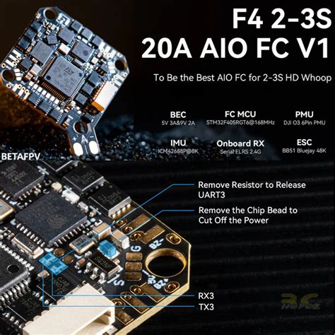 BetaFPV F4 20A AIO FC V1 ELRS 2 4G 2 3S 26X26mm Brushless Flight Controller For Pavo Pico