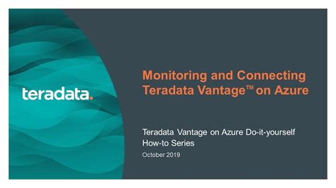 Monitoring And Connecting Teradata Vantage On Azure Youtube