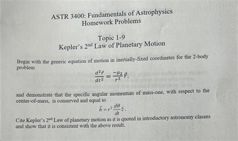 Solved Astr 3400 Fundamentals Of Astrophysics Homework