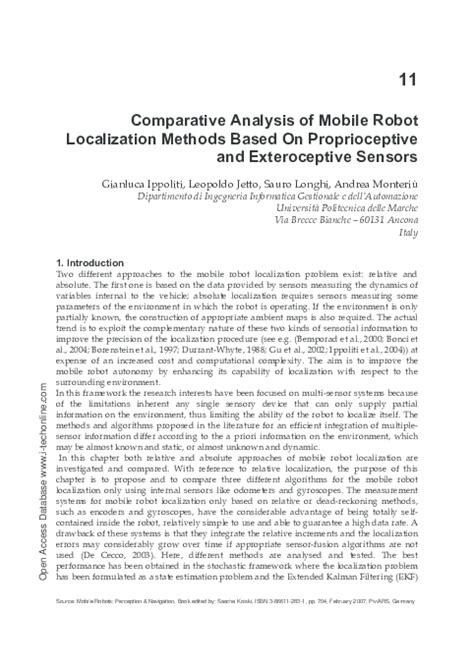 Pdf Comparative Analysis Of Mobile Robot Localization Methods Based