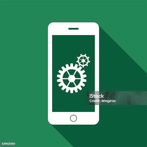 스마트폰 화면의 설정입니다 기어 아이콘입니다 벡터 일러스트레이션 Lcd에 대한 스톡 벡터 아트 및 기타 이미지 Lcd 노트북 동조 Istock