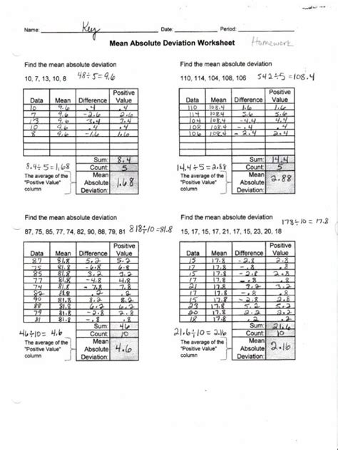 Standard Deviation Worksheet With Answers Yooob — Db