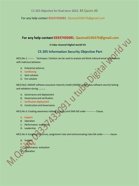 Cs 205 Objective For Final Term M Qasim Ali Pdf