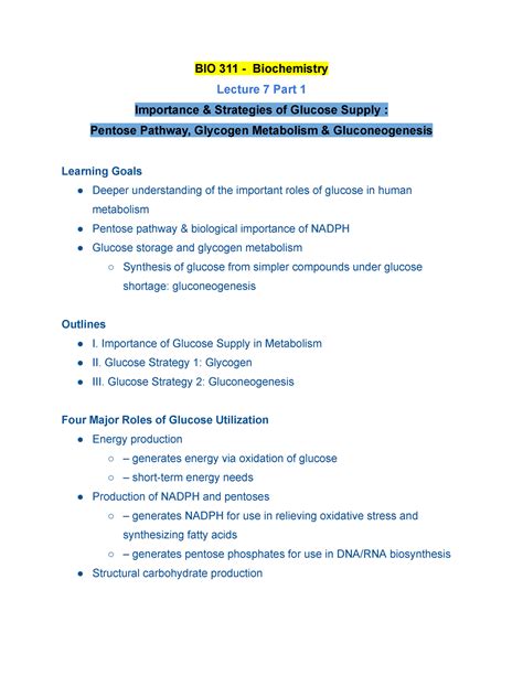 BIO Lecture Part Fall BIO Biochemistry Lecture Part Importance Studocu