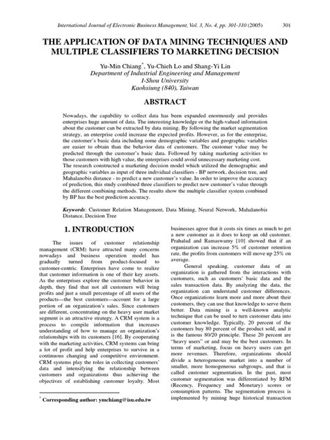 Predicting Customer Value Through Demographic Data A Comparison Of Neural Networks Decision