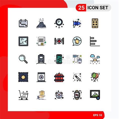 User Interface Pack Of 25 Basic Filled Line Flat Colors Of Cell Right Safety Forward Wedding