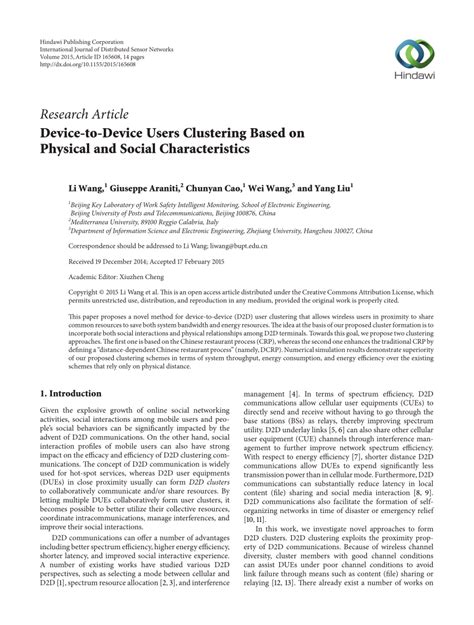 Pdf Device To Device Users Clustering Based On Physical And Social