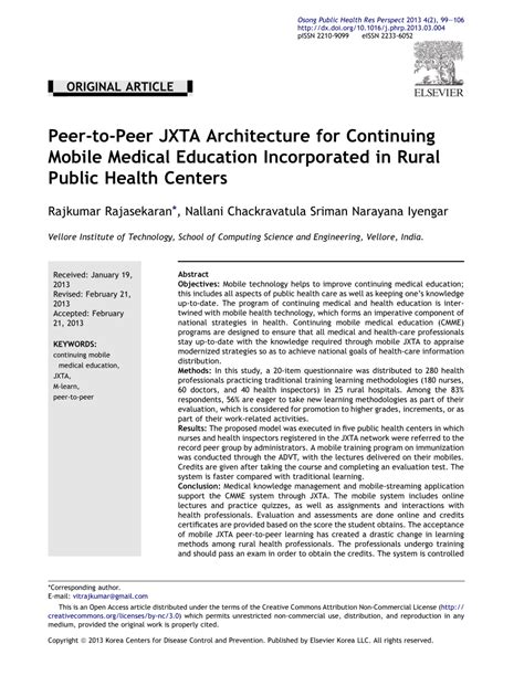 Pdf Peer To Peer Jxta Architecture For Continuing Mobile Medical Education Incorporated In