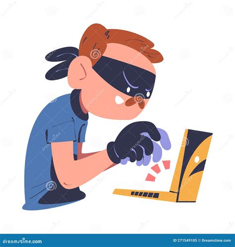 Hacker De Ciberladrones Enmascarados Robando Datos De Una Computadora