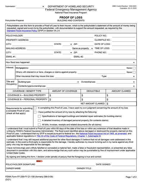 Flood Proof Of Loss Form Nfip Claimspot Free Download