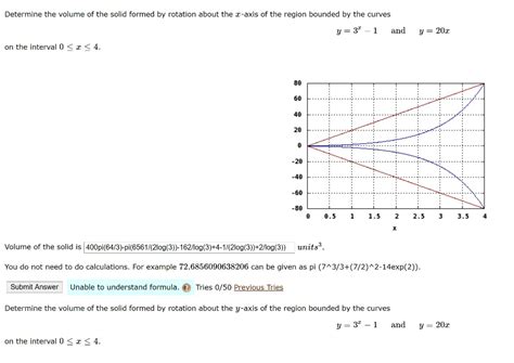 solved determine the volume of the solid formed by rotation about the