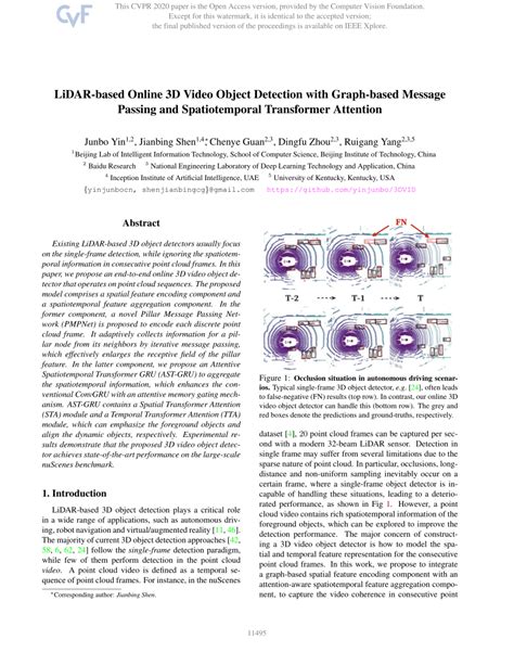 Pdf Lidar Based Online 3d Video Object Detection With Graph Based Message Passing And