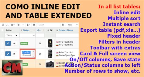 Como Inline Edit And Table Extended