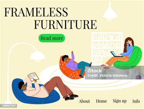 벡터 플랫 일러스트 랜딩 페이지 의자 가방 패딩 의자에 행복한 가족의 이미지와 사이트 디자인 가방에 대한 스톡 벡터 아트 및 기타 이미지 Istock