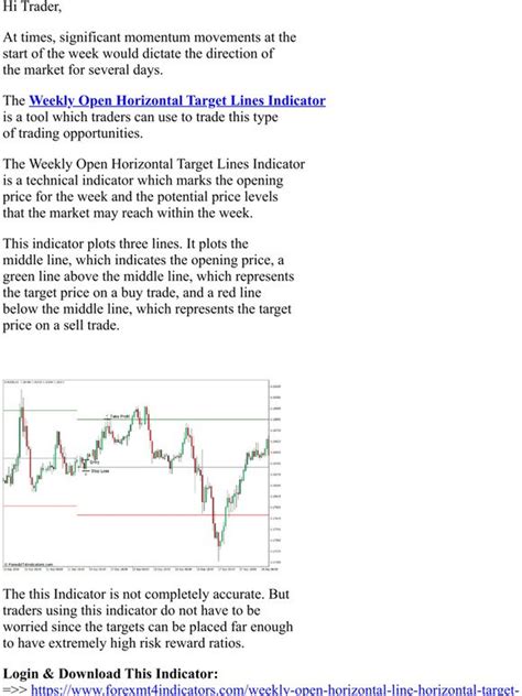 Forex Mt4 Indicators Download Weekly Open Horizontal Target Lines Indicator For Mt4 Milled