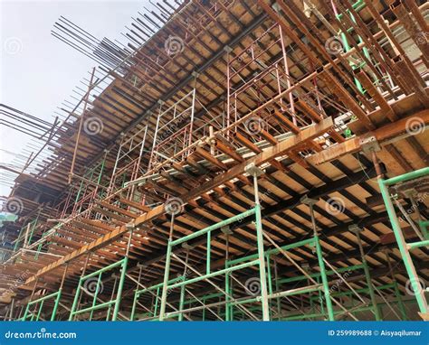 Falsework Work At The Construction Site It Consists Of Temporary