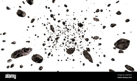 Asteroid Field Or Belt Or Many Rocks Or Stone Isolated On White