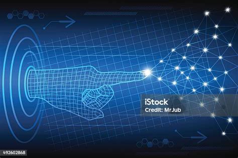 기술 네트워크 연결 및 정보전달 컨셉입니다 손가락으로 만지다 2015년에 대한 스톡 벡터 아트 및 기타 이미지 2015년