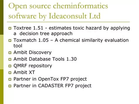 PPT Open Source Cheminformatics Software By Ideaconsult Ltd PowerPoint Presentation ID