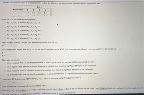 Solved Calculate The Observed Value Of The T Statistic For Chegg