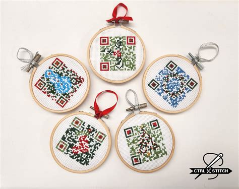 Christmas Qr Code Cross Stitch Pattern Bundle 2 Play Songs On Youtube 5 Digital Pdf Patterns