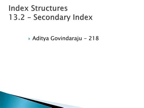 Ppt Index Structures 13 2 Secondary Index Powerpoint Presentation Id 6834618